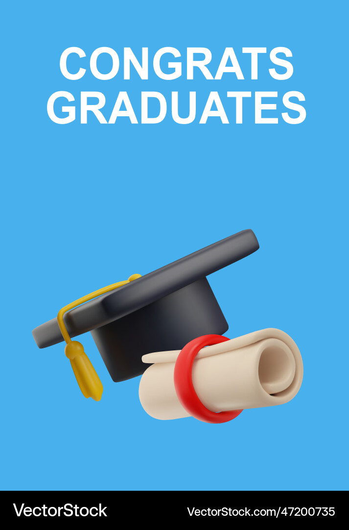 College graduation greeting poster 3d Royalty Free Vector