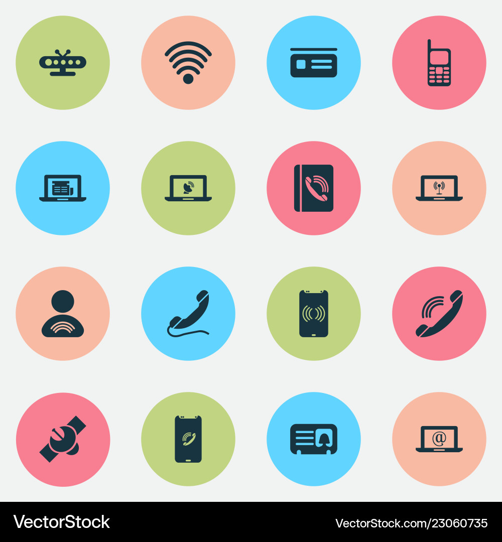 Communication icons set with letter handset wifi Vector Image