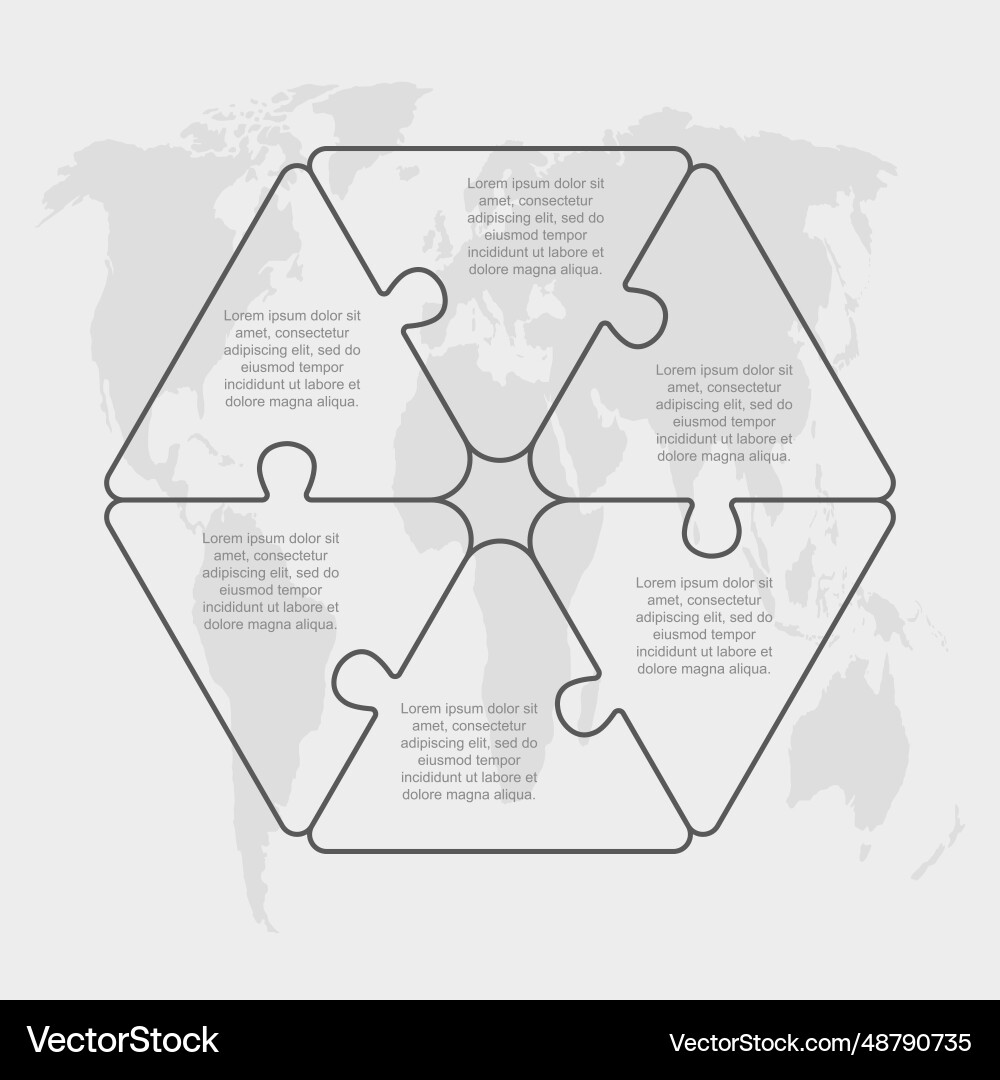 Diagram infographic for 6 steps square puzzle Vector Image