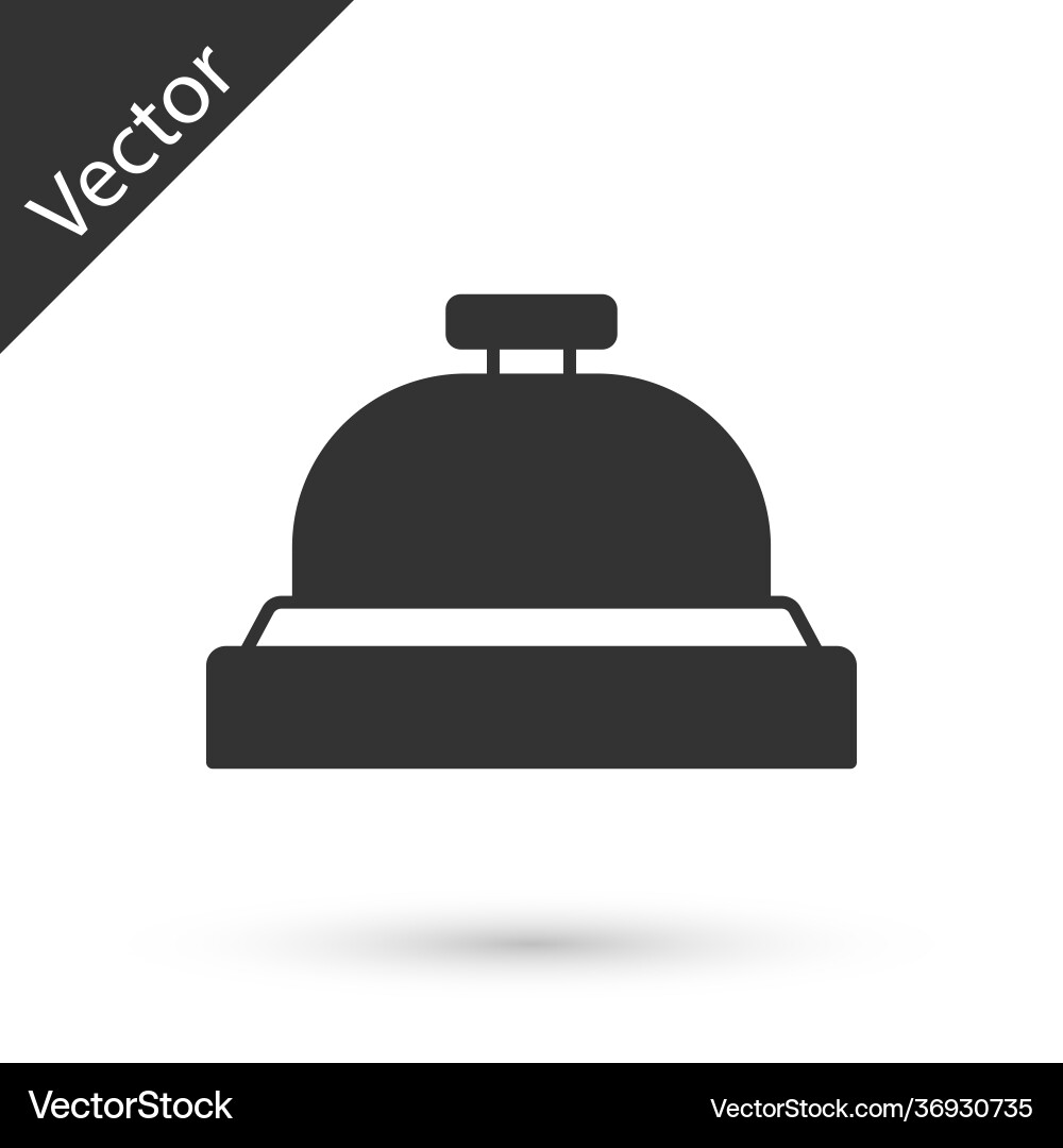 Grey hotel service bell icon isolated on white Vector Image