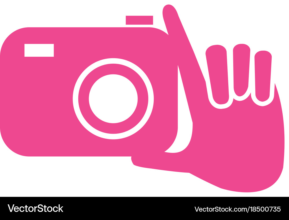 Hand with photographic camera isolated icon Vector Image
