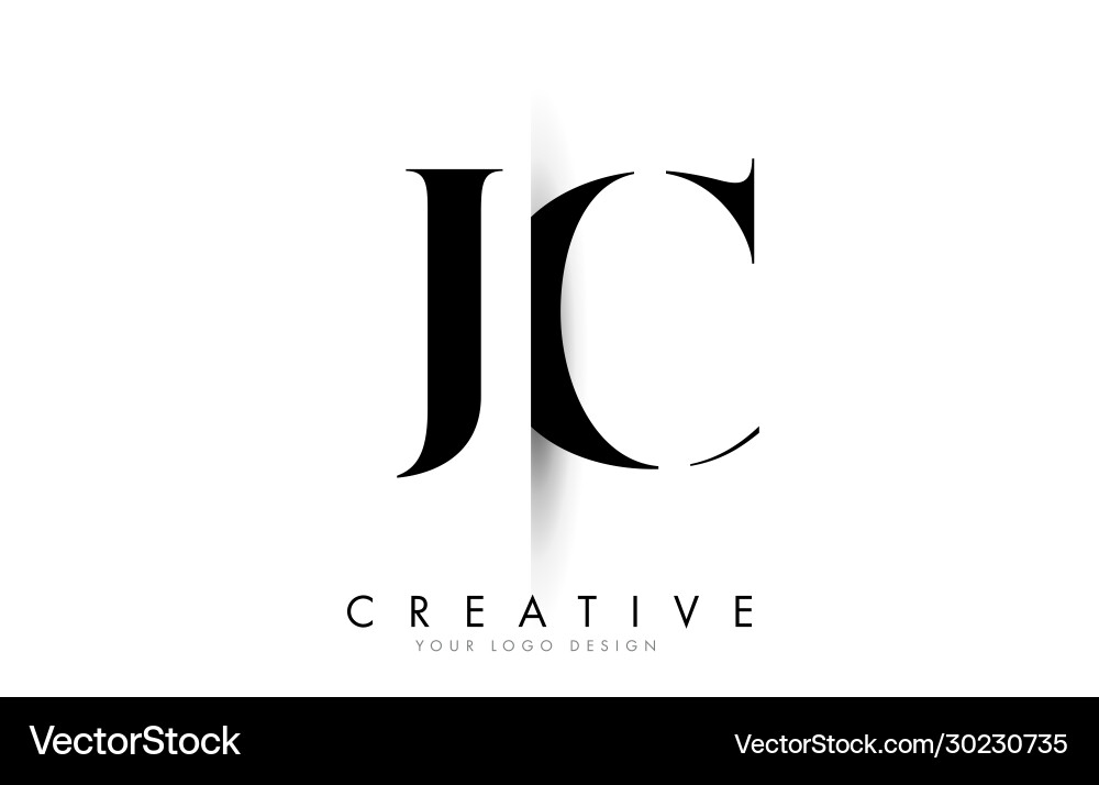 Jc j c letter logo with creative shadow cut design