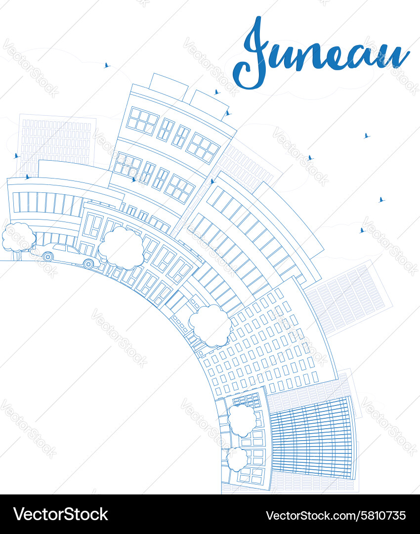 Outline juneau alaska skyline Royalty Free Vector Image