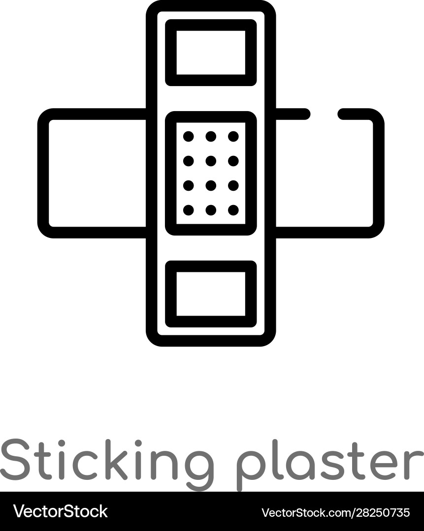 Outline sticking plaster icon isolated black Vector Image