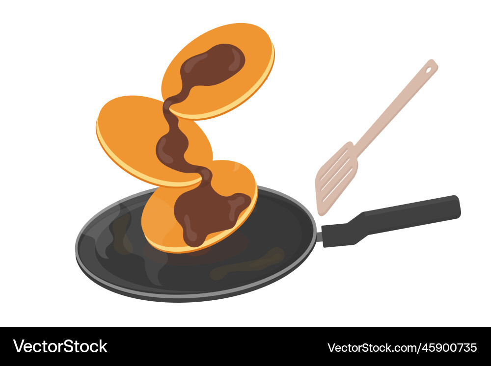 Pancake in a frying pan the kitchen preparing Vector Image