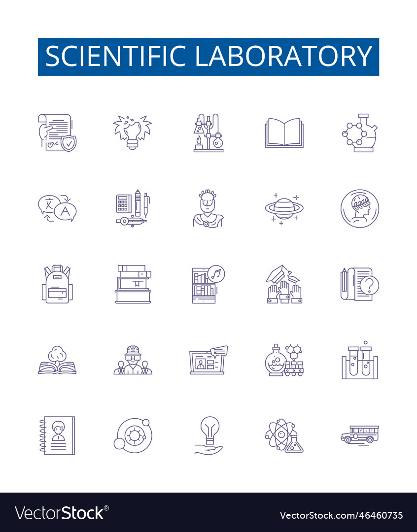 Scientific laboratory line icons signs set design Vector Image