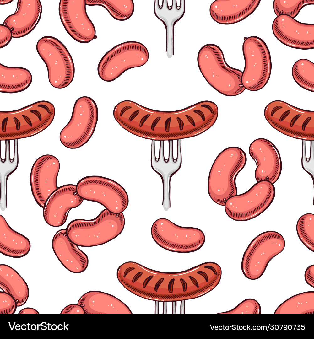Seamless colorful sausages Royalty Free Vector Image