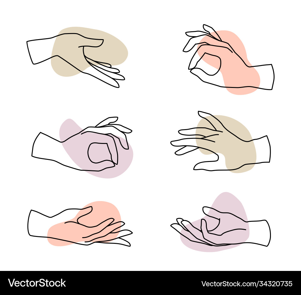 Set female hand logos in minimal linear style Vector Image