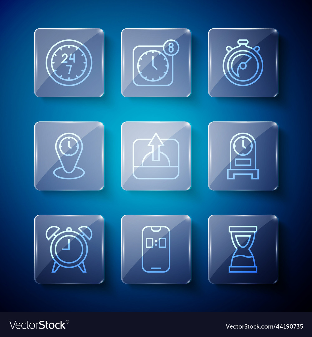 Set line alarm clock app mobile old hourglass Vector Image Set line alarm clock app mobile old hourglass Vector Image