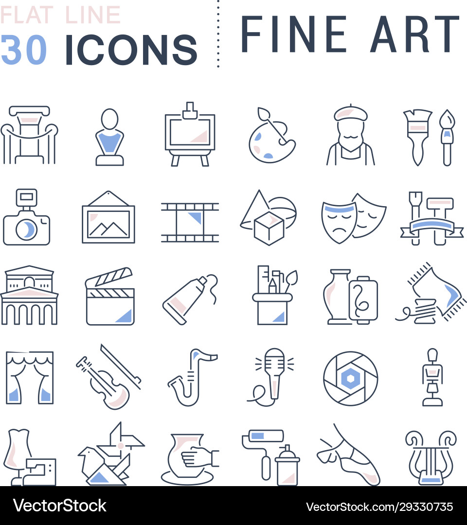 Set line icons fine art Royalty Free Vector Image