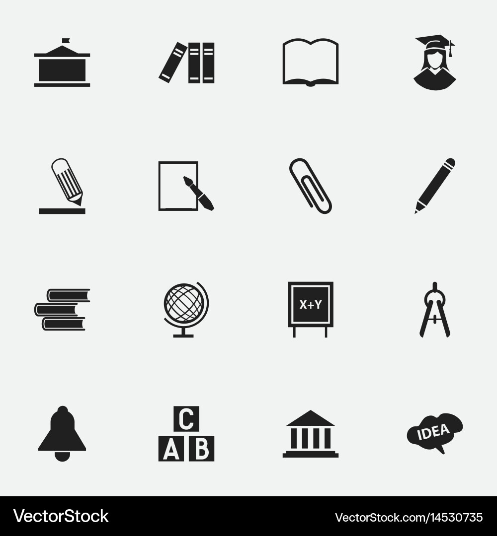 Set of 16 editable university icons includes Vector Image