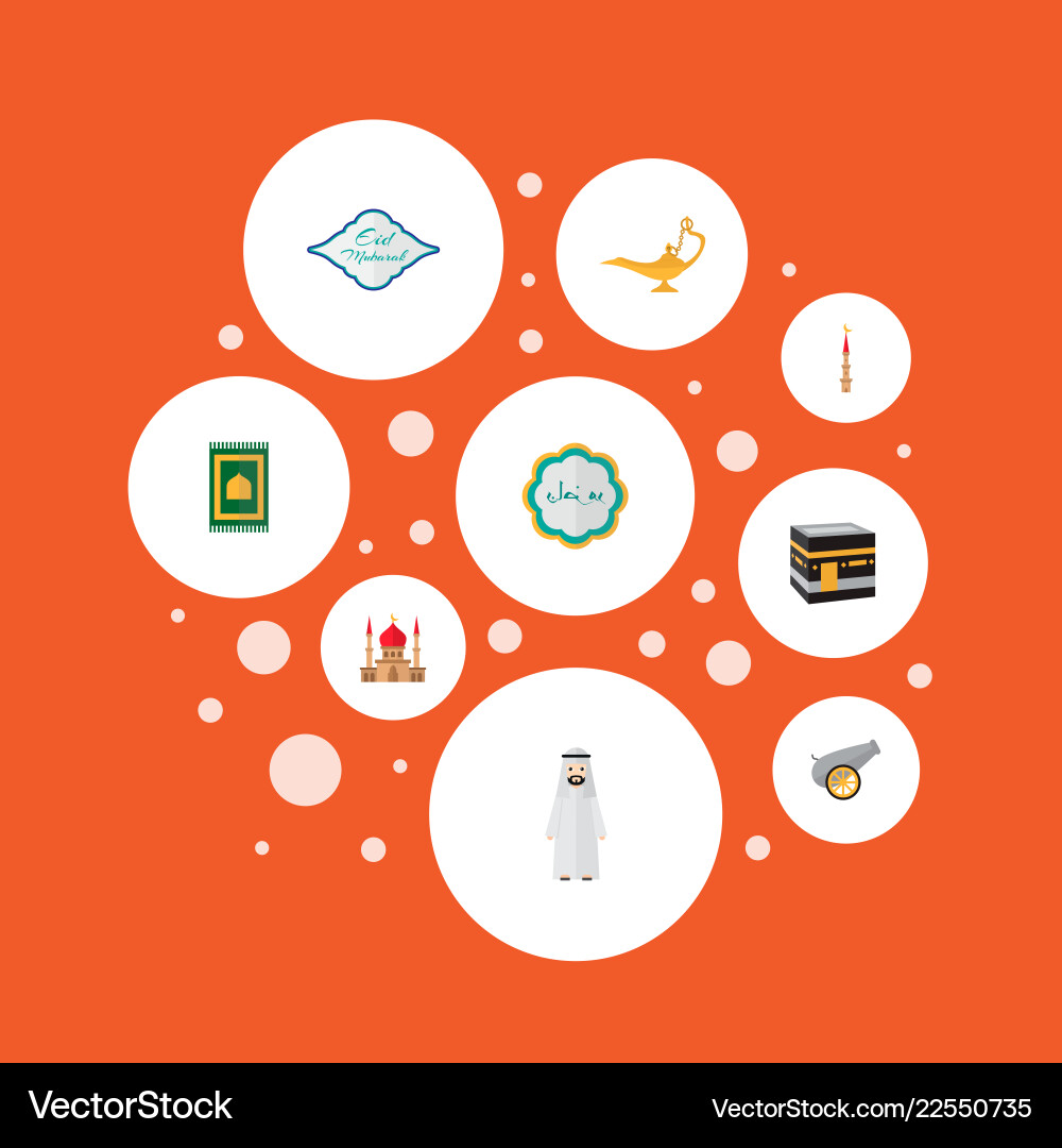 Set ramadan icons flat style symbols Royalty Free Vector