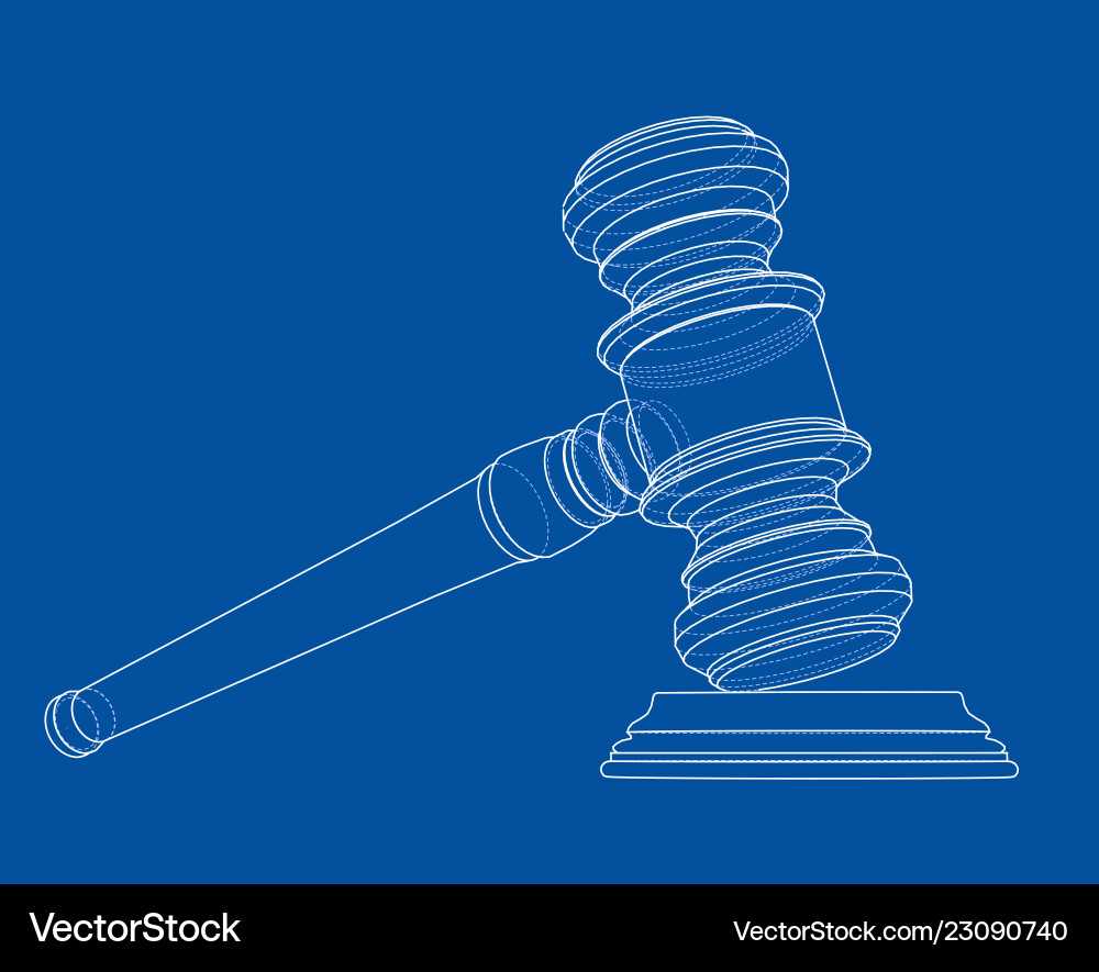 3d outline gavel rendering of Royalty Free Vector Image