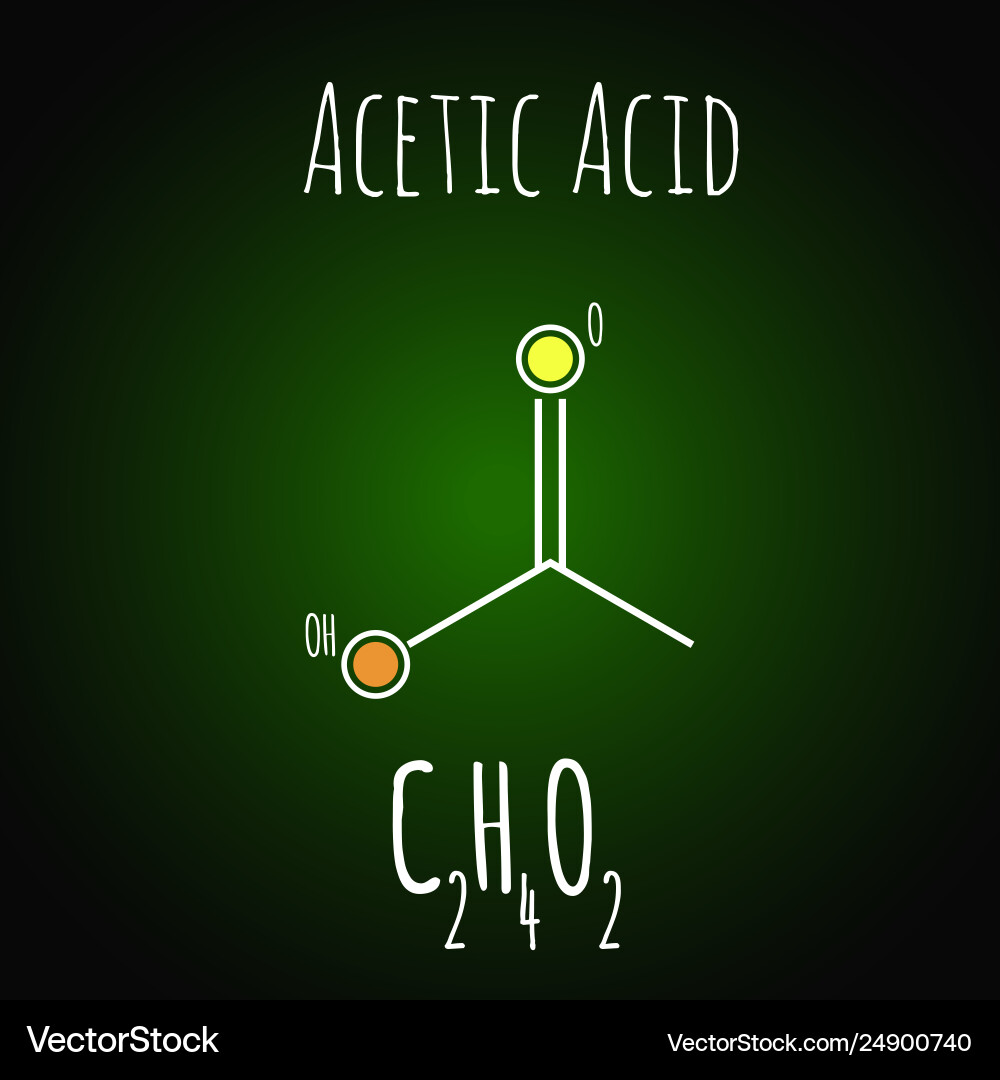 Acetic acid ethanoic acid is second simplest Vector Image