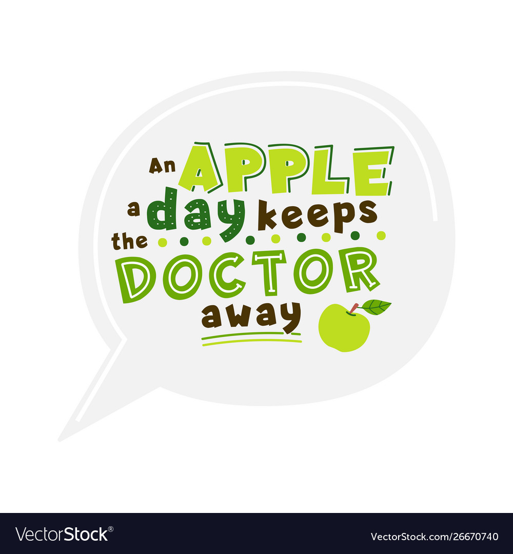 Apple a day keeps doctor away quote Royalty Free Vector