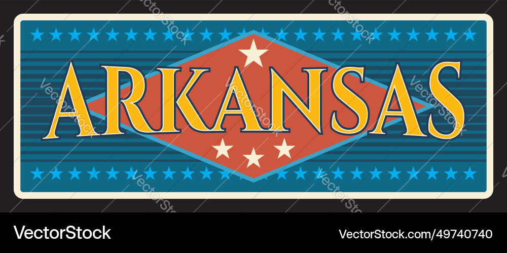 Arkansas state retro plate us tin signboard Vector Image