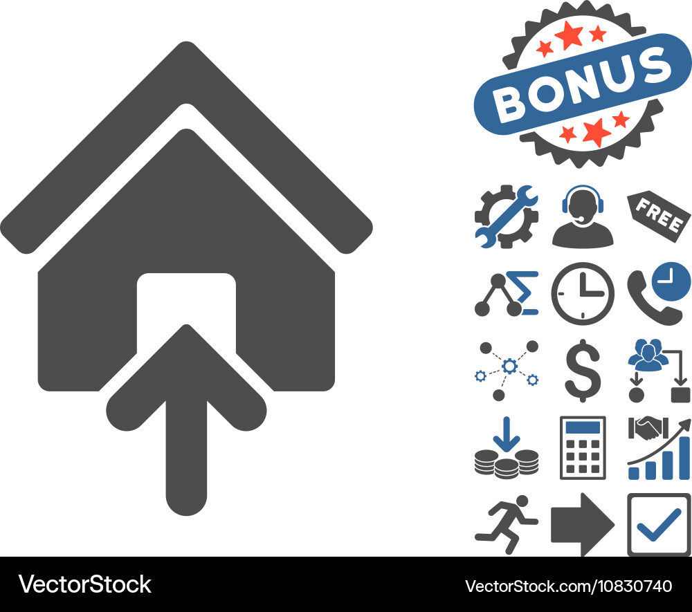 Building entrance flat icon with bonus Royalty Free Vector