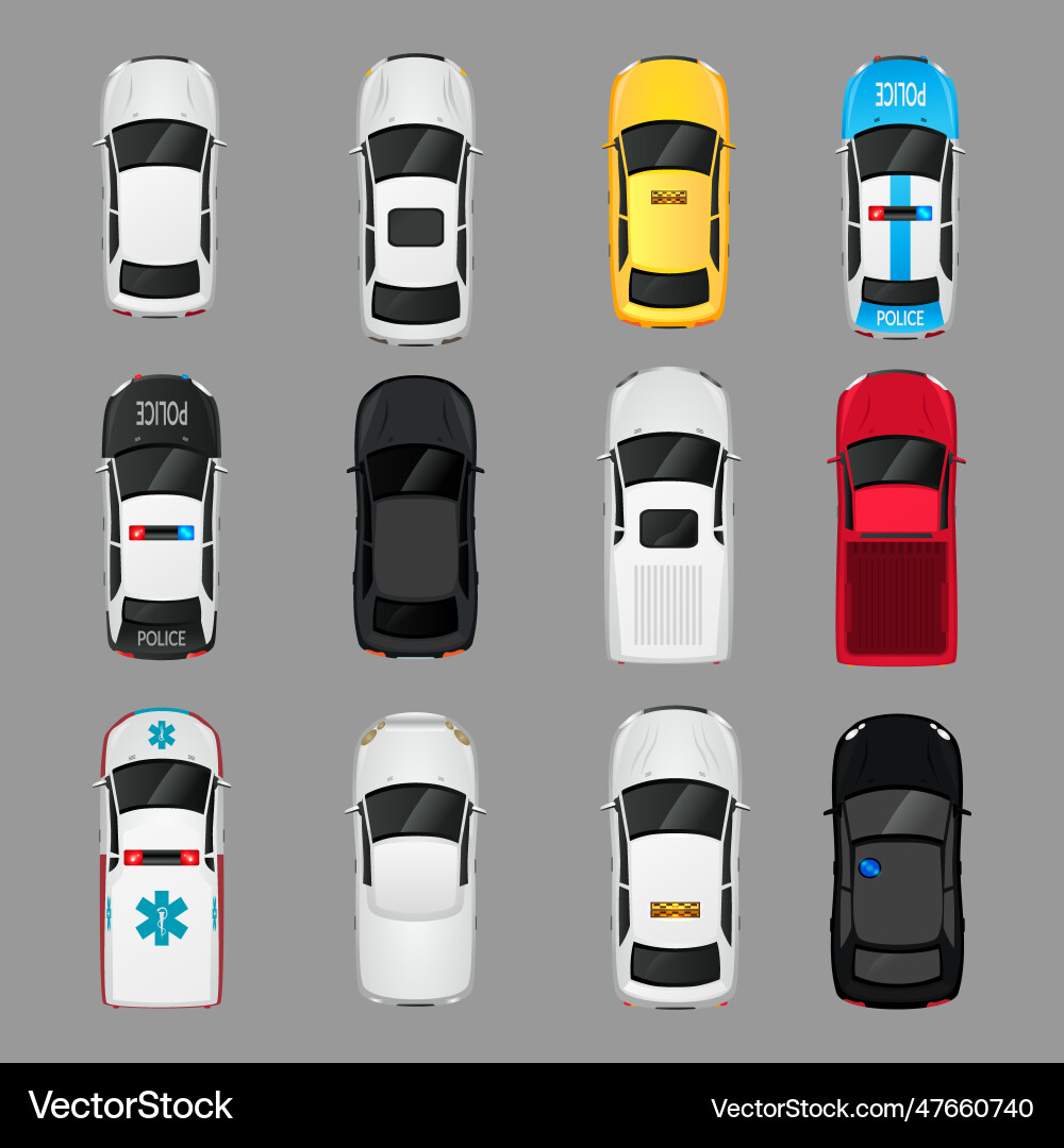 Cars icons top view Royalty Free Vector Image - VectorStock