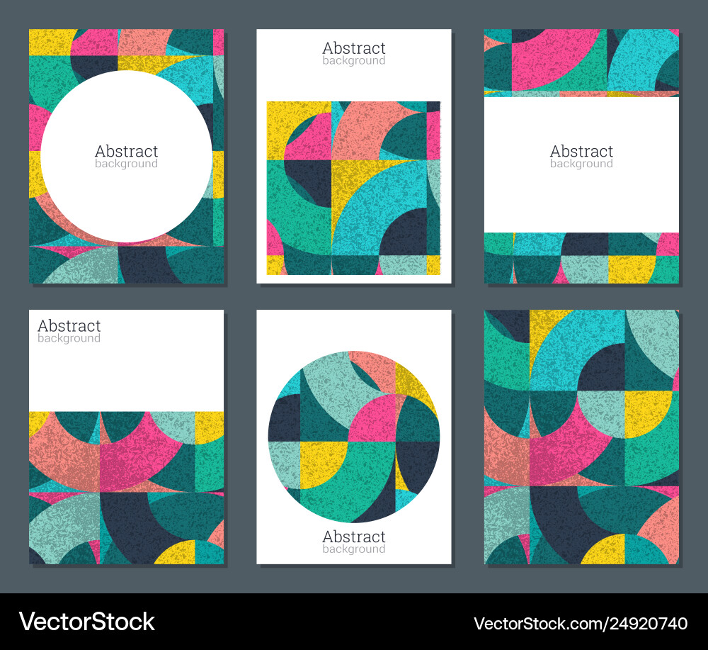 Collection six cards with colorful Royalty Free Vector Image