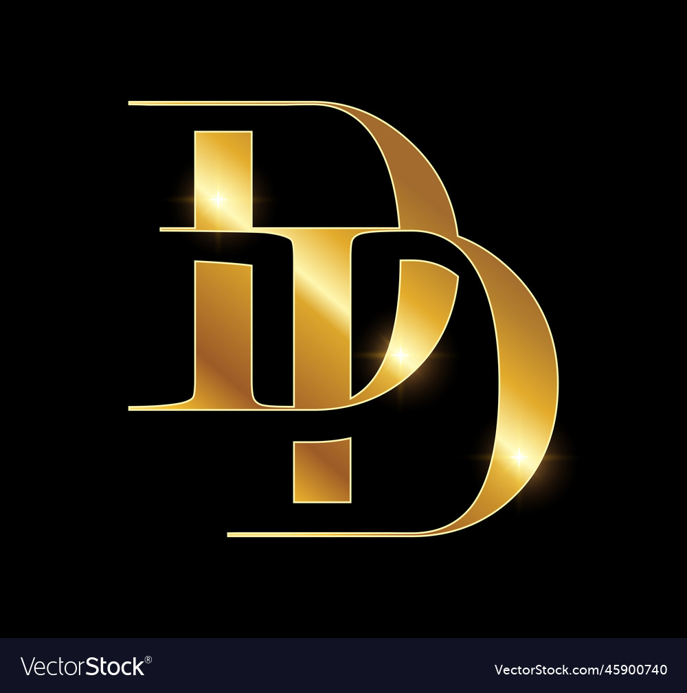 Golden monogram logo initial letter dd Royalty Free Vector