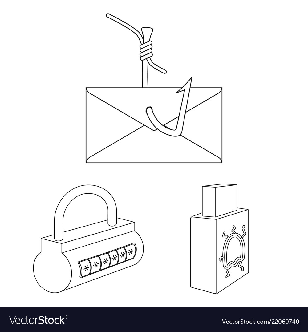 Hacker and hacking outline icons in set collection