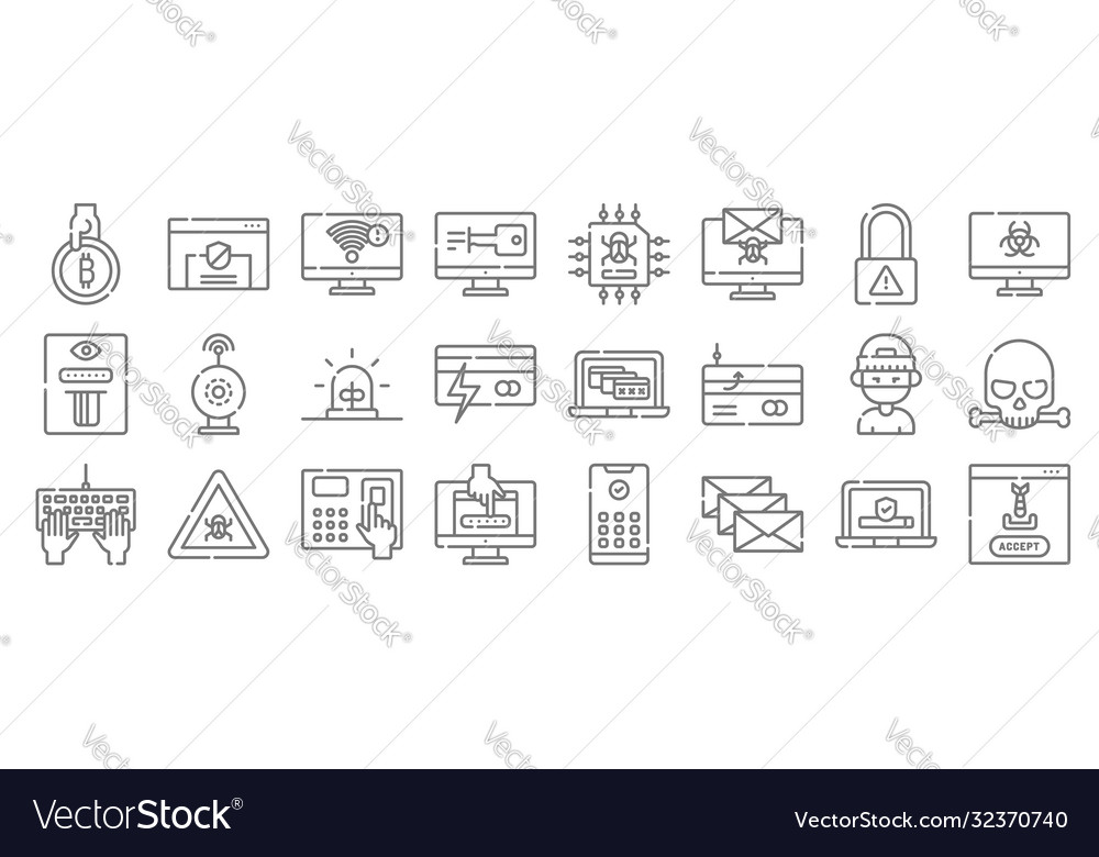Hacker line icons linear set quality line set Vector Image