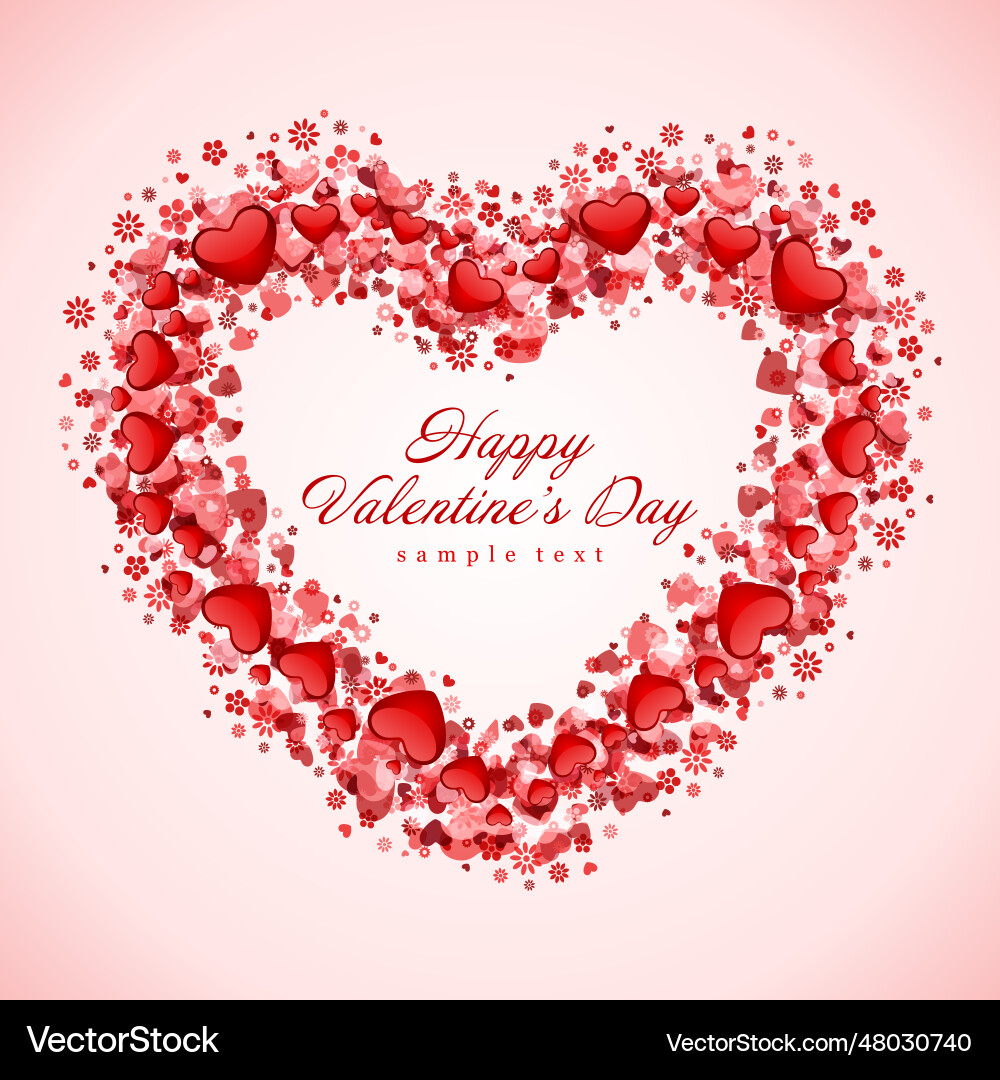 Happy valentines day card design and red frame Vector Image