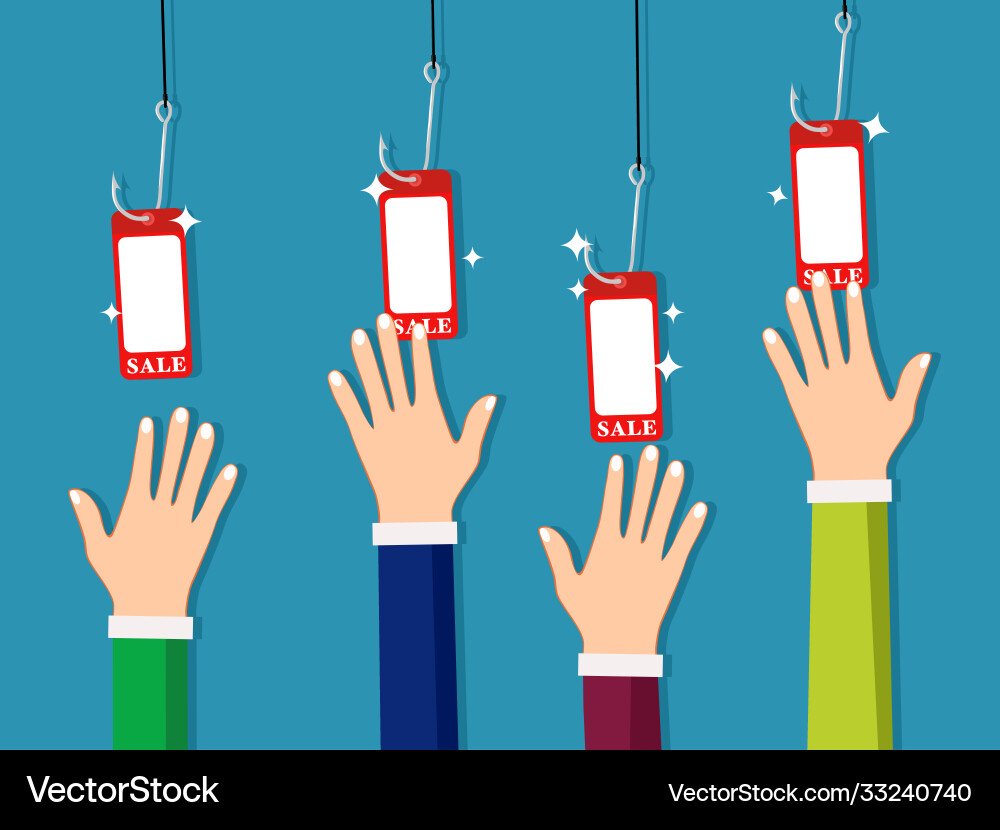 Hook and sale tag concept using a sale Royalty Free Vector