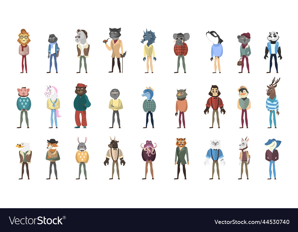 Humanized animals set Royalty Free Vector Image