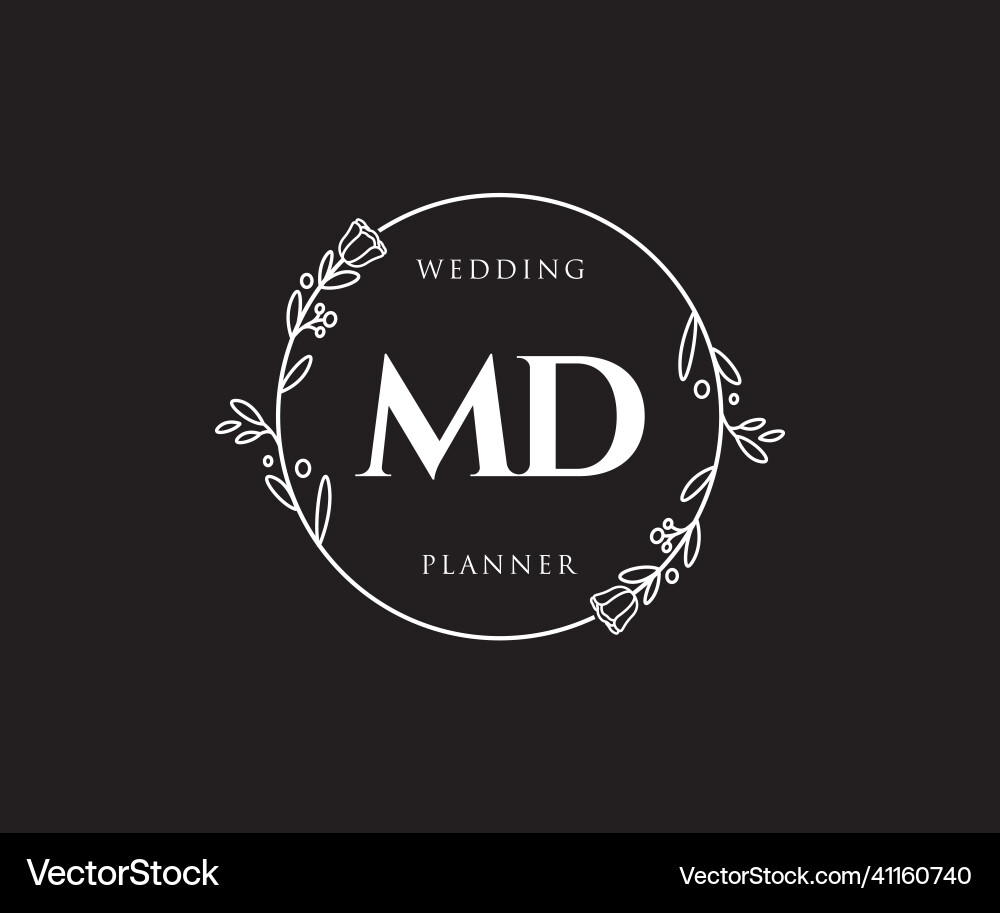 Initial md feminine logo usable for nature salon Vector Image