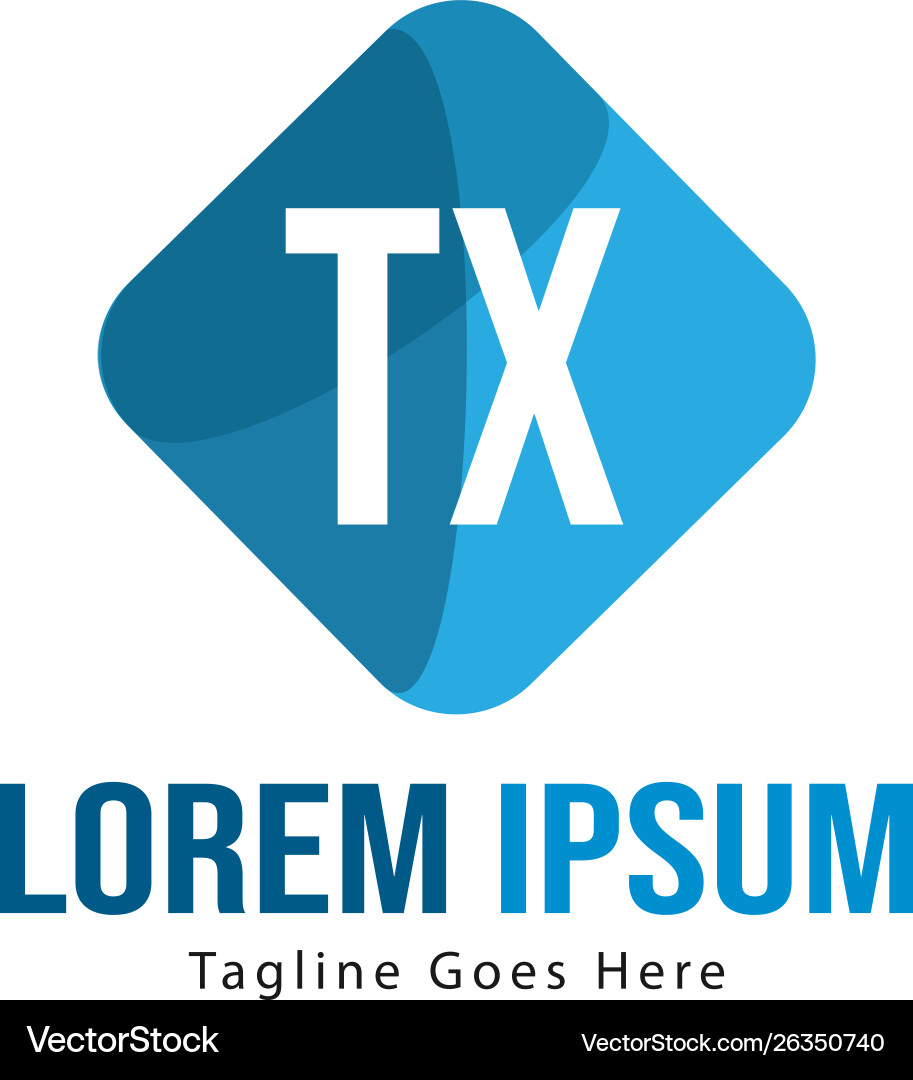 Initial tx logo template with modern frame Vector Image