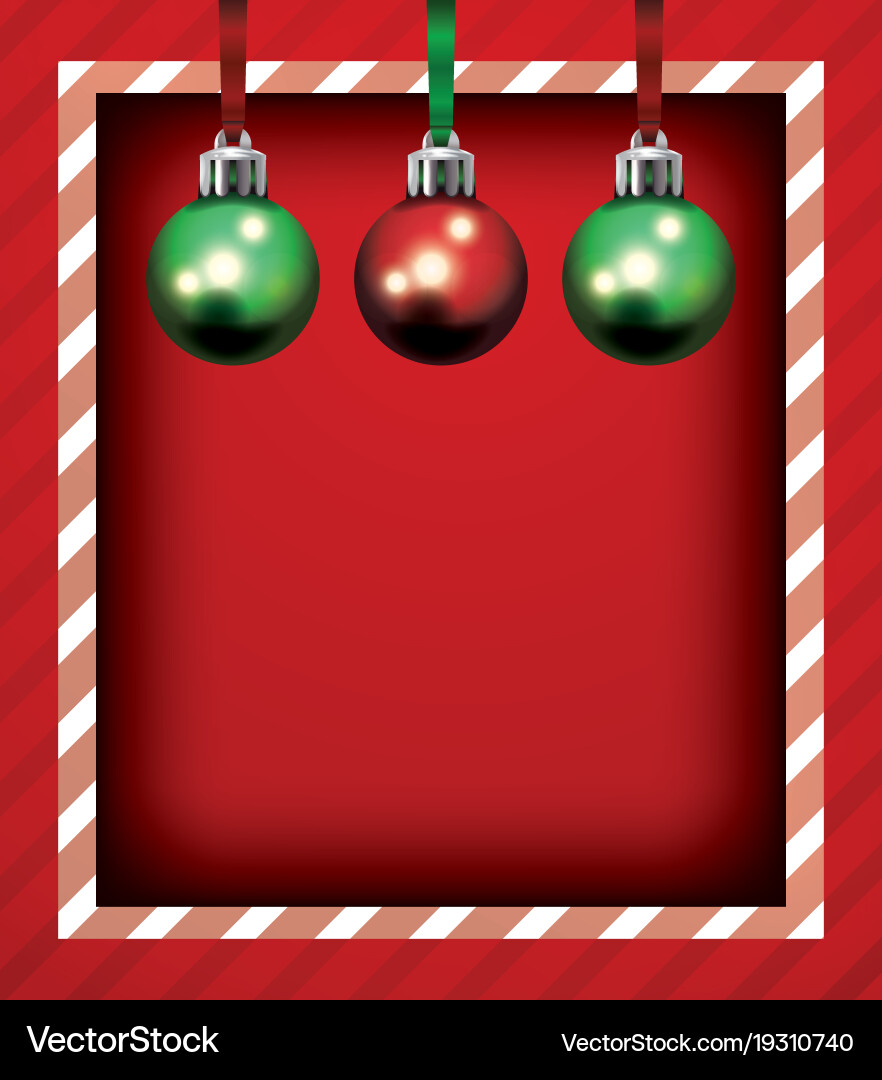 Red christmas holiday frame and ornaments Vector Image