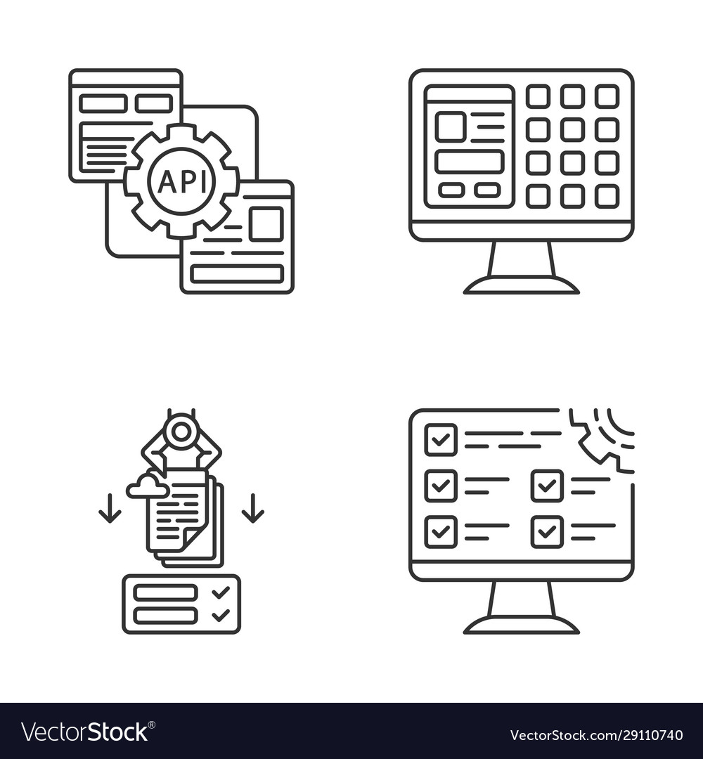 Rpa linear icons set Royalty Free Vector Image Rpa linear icons set Royalty Free Vector Image