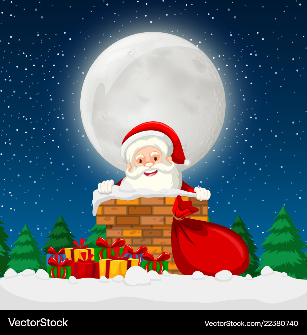 Santa in a chimney scene Royalty Free Vector Image