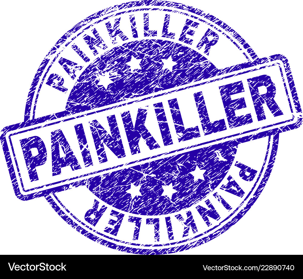 Scratched textured painkiller stamp seal Vector Image