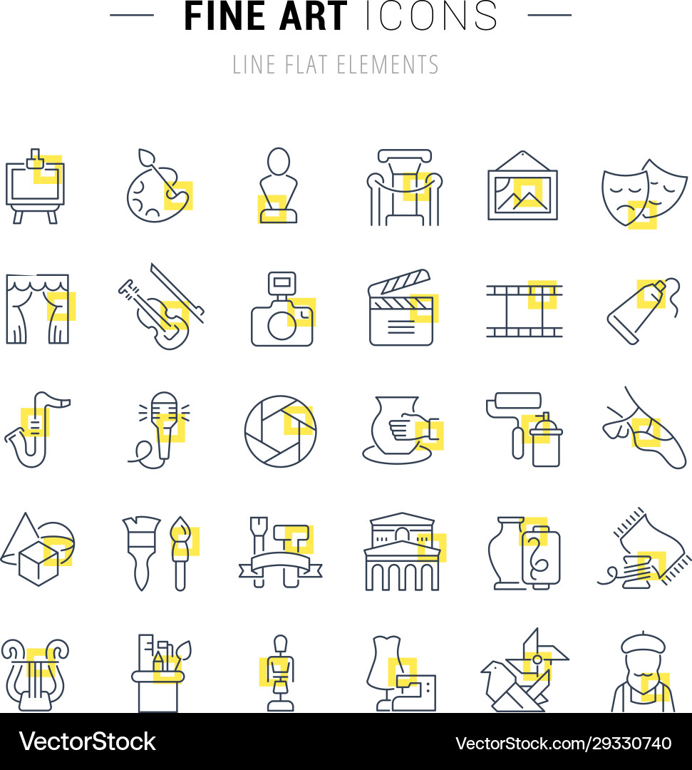 Set line icons fine art Royalty Free Vector Image