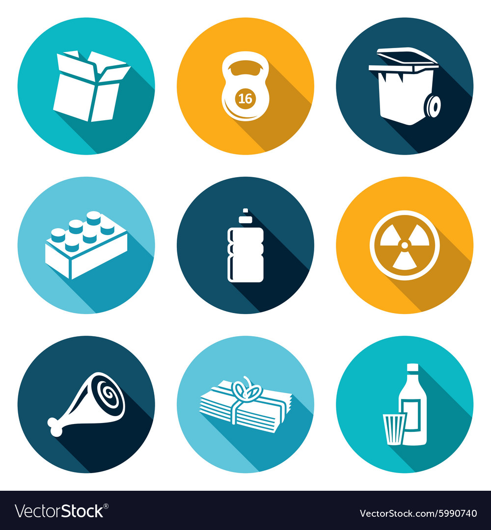 Waste and recycling Icons Set Royalty Free Vector Image