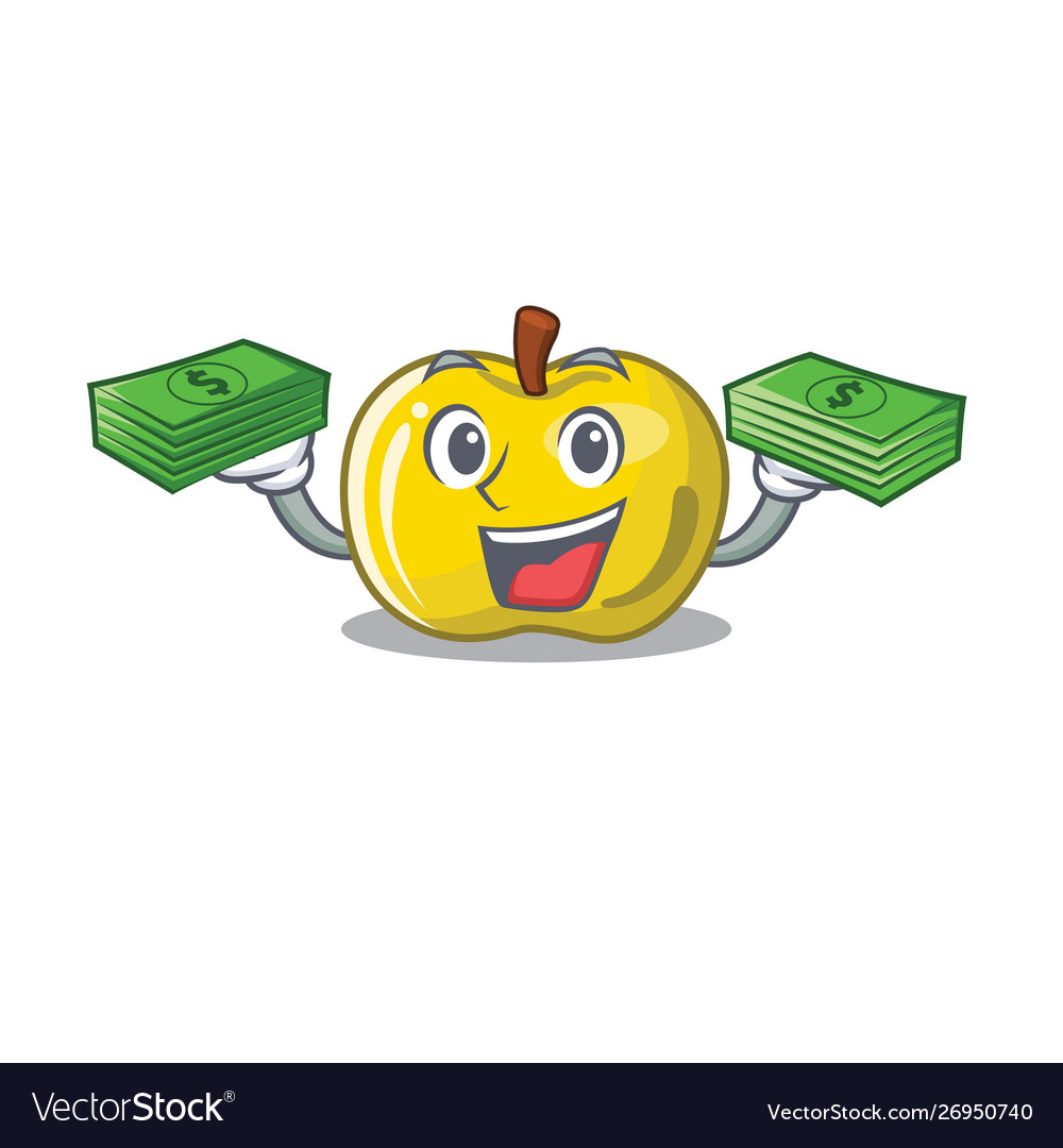 With money bag yellow apple isolated with the Vector Image