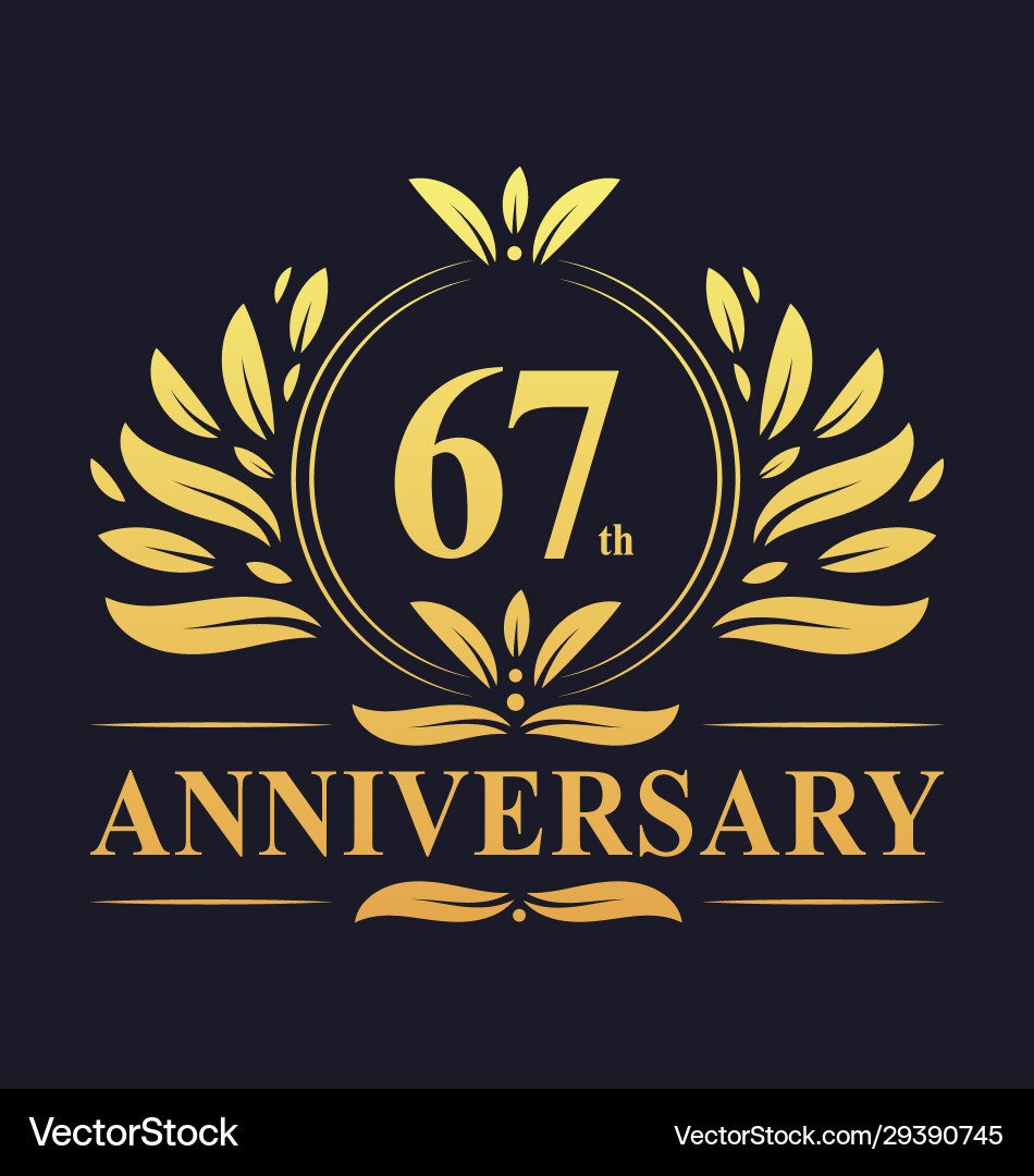 67th anniversary logo 67 years design Royalty Free Vector