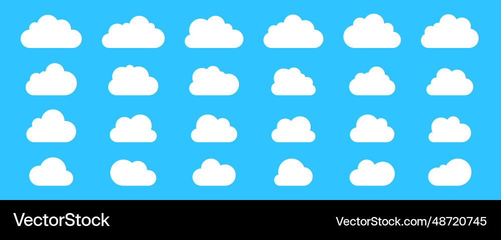 Big set of cloud with flat bottom icons Royalty Free Vector
