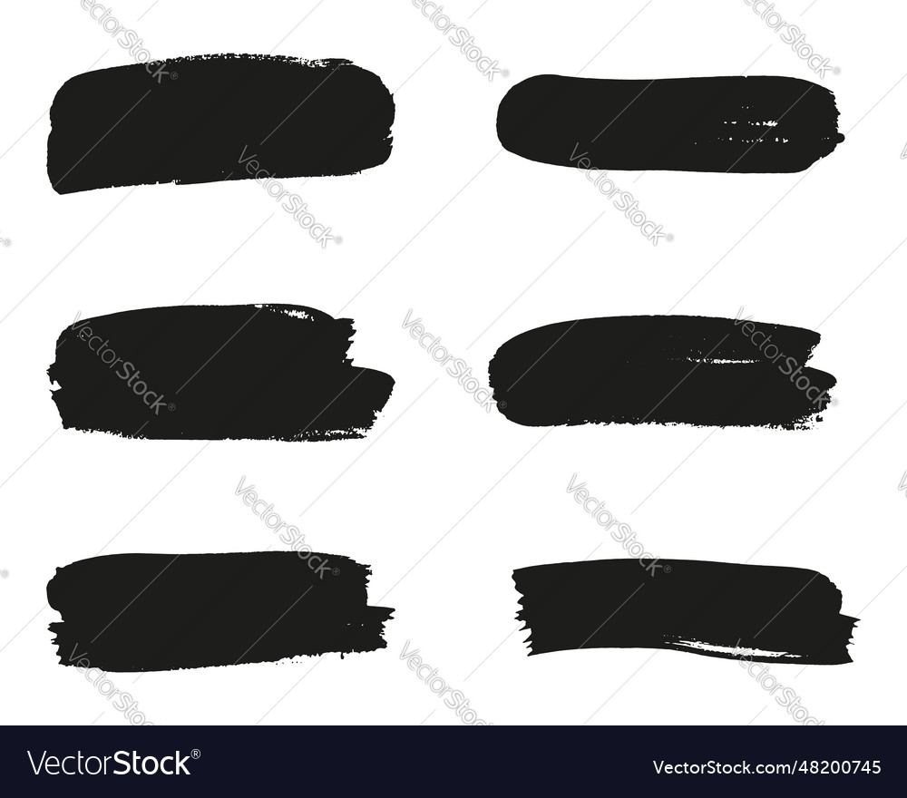 Brush stroke black paint set grunge paintbrush Vector Image
