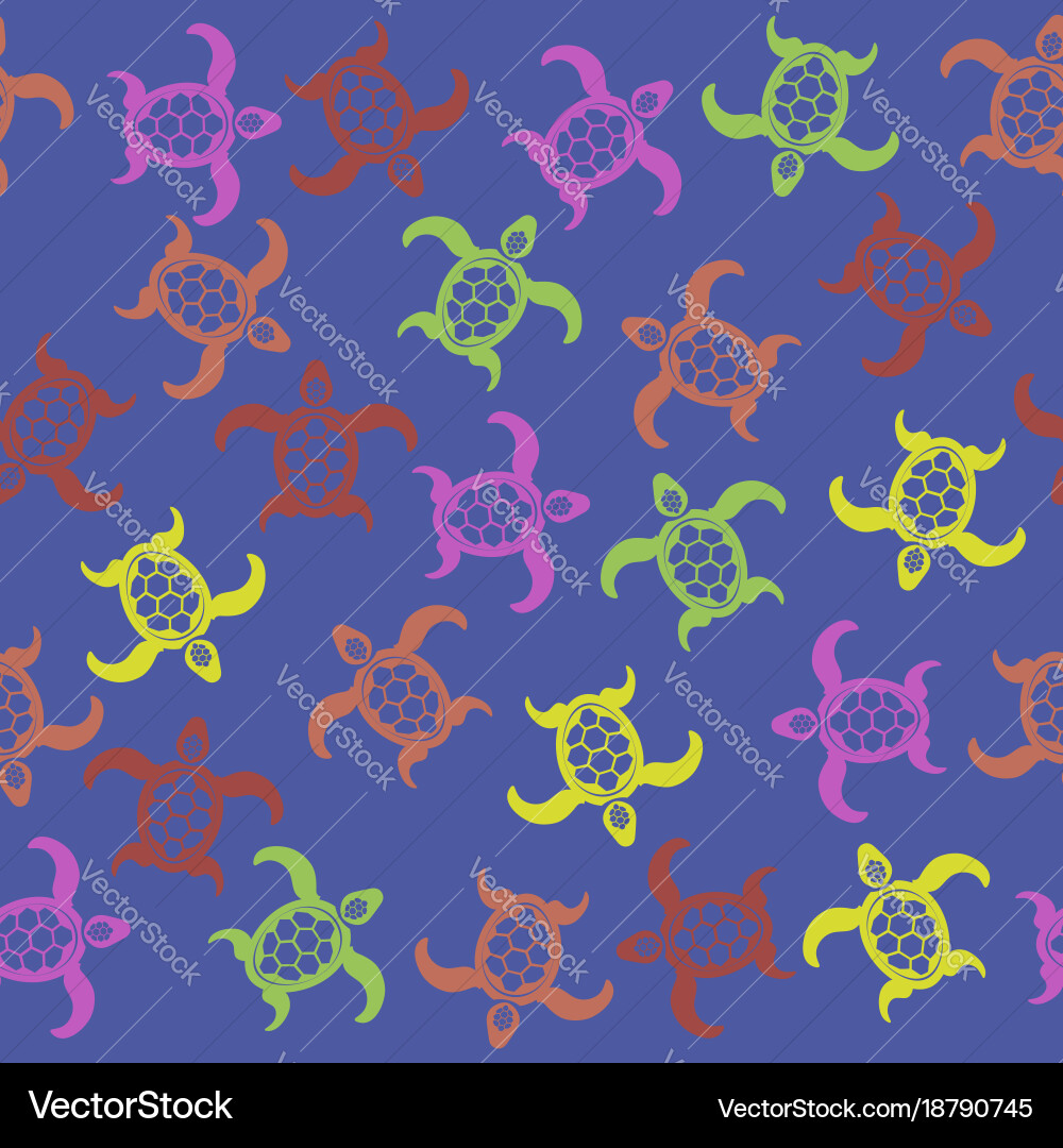 Colored turtles icon seamless pattern Royalty Free Vector