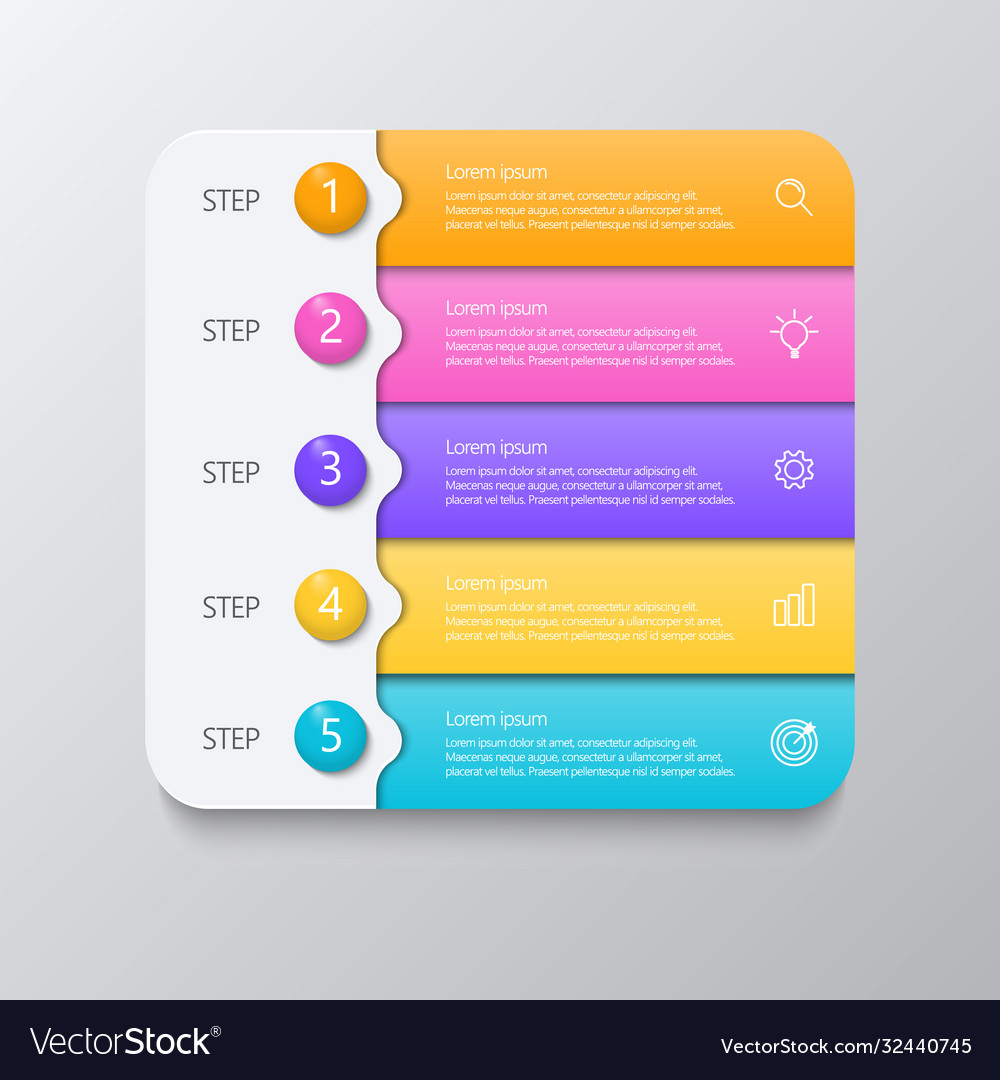 Colorful five step infographic template Royalty Free Vector