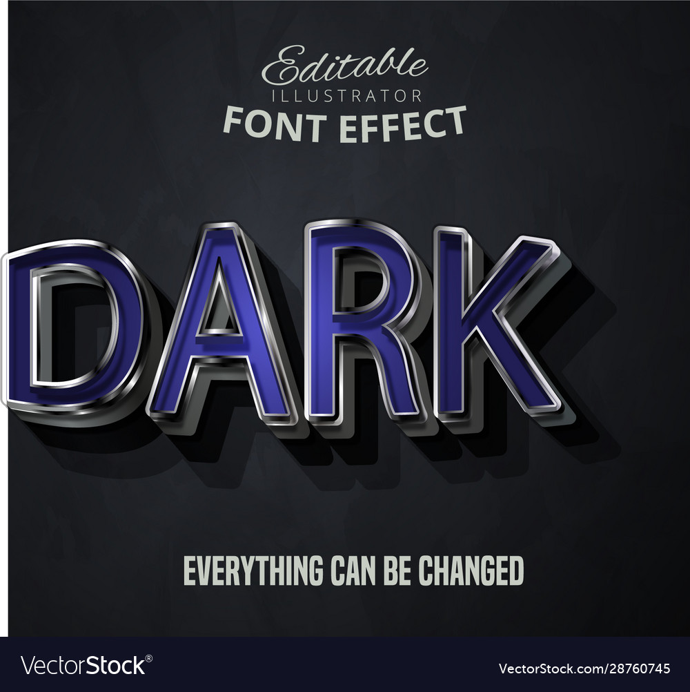 Dark text editable font effect Royalty Free Vector Image