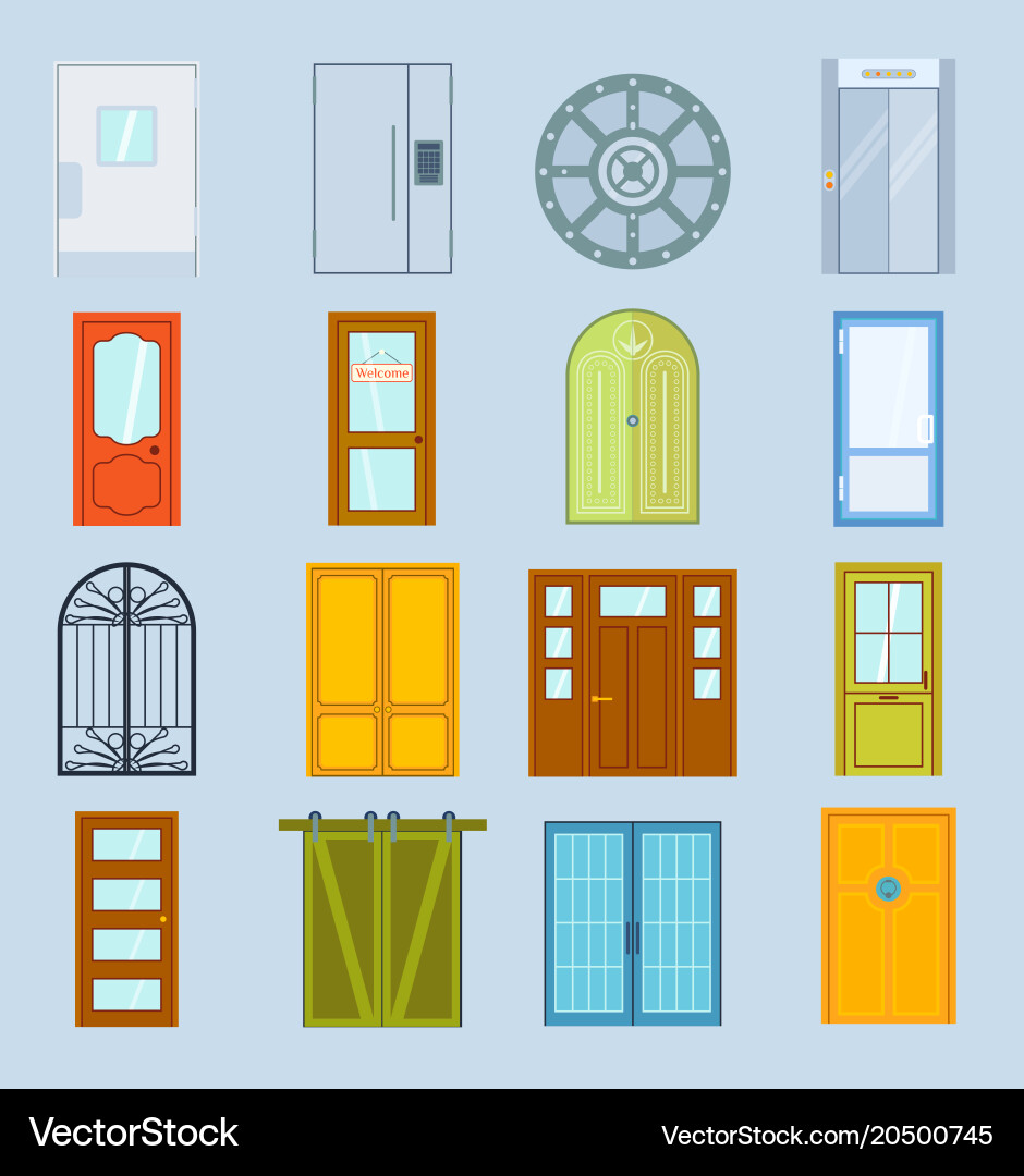 Doors design furniture elements doorway Royalty Free Vector