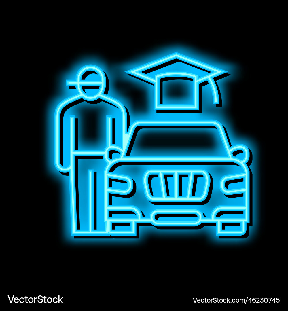 Driving lessons for teens neon glow icon Vector Image