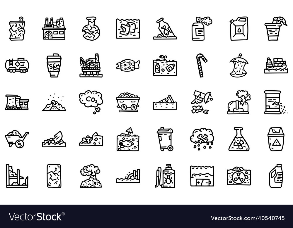 Environment pollution line doodle simple Vector Image Environment pollution line doodle simple Vector Image