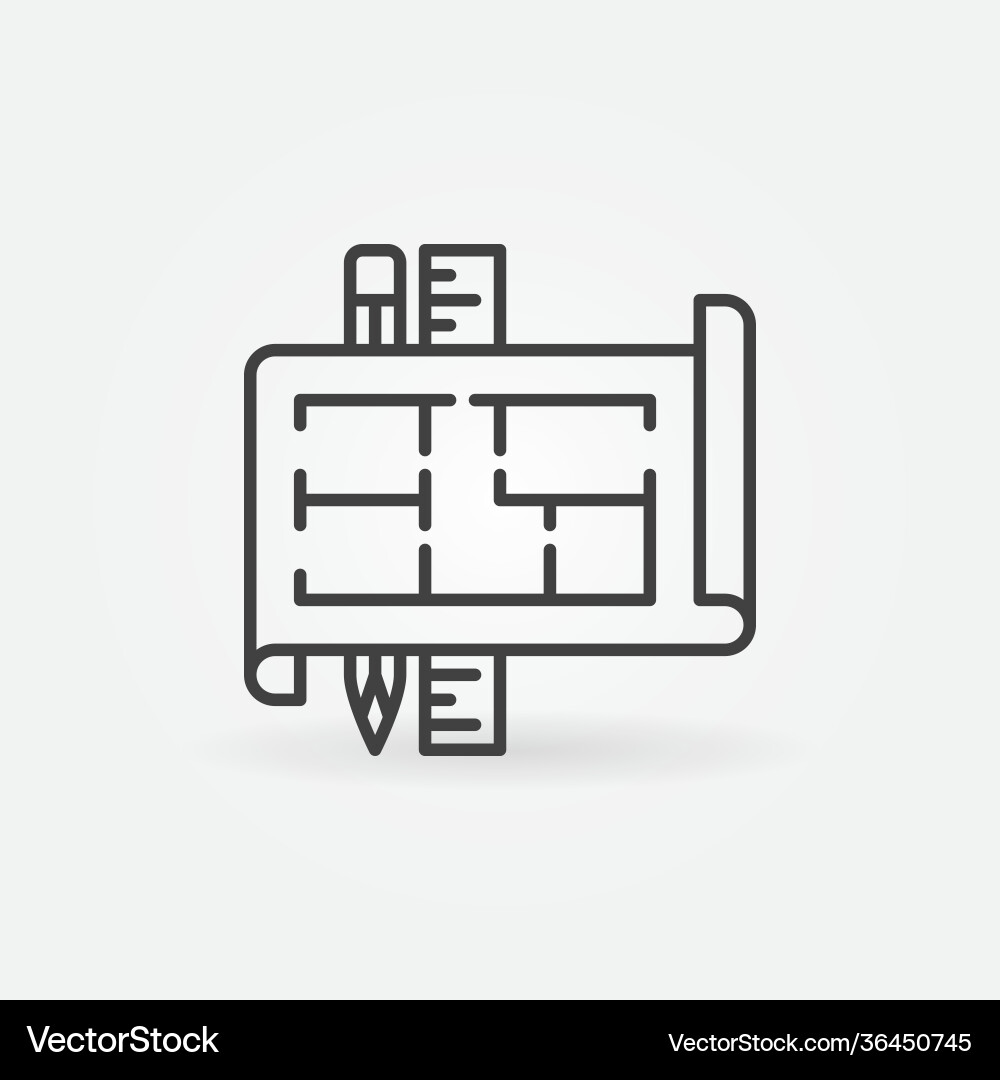 House plan with pencil and ruler outline Vector Image