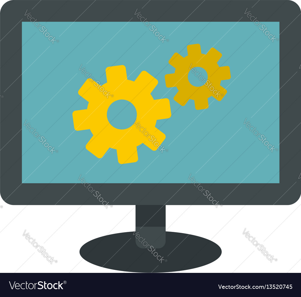 Monitor settings icon flat style Royalty Free Vector Image Monitor settings icon flat style Royalty Free Vector Image