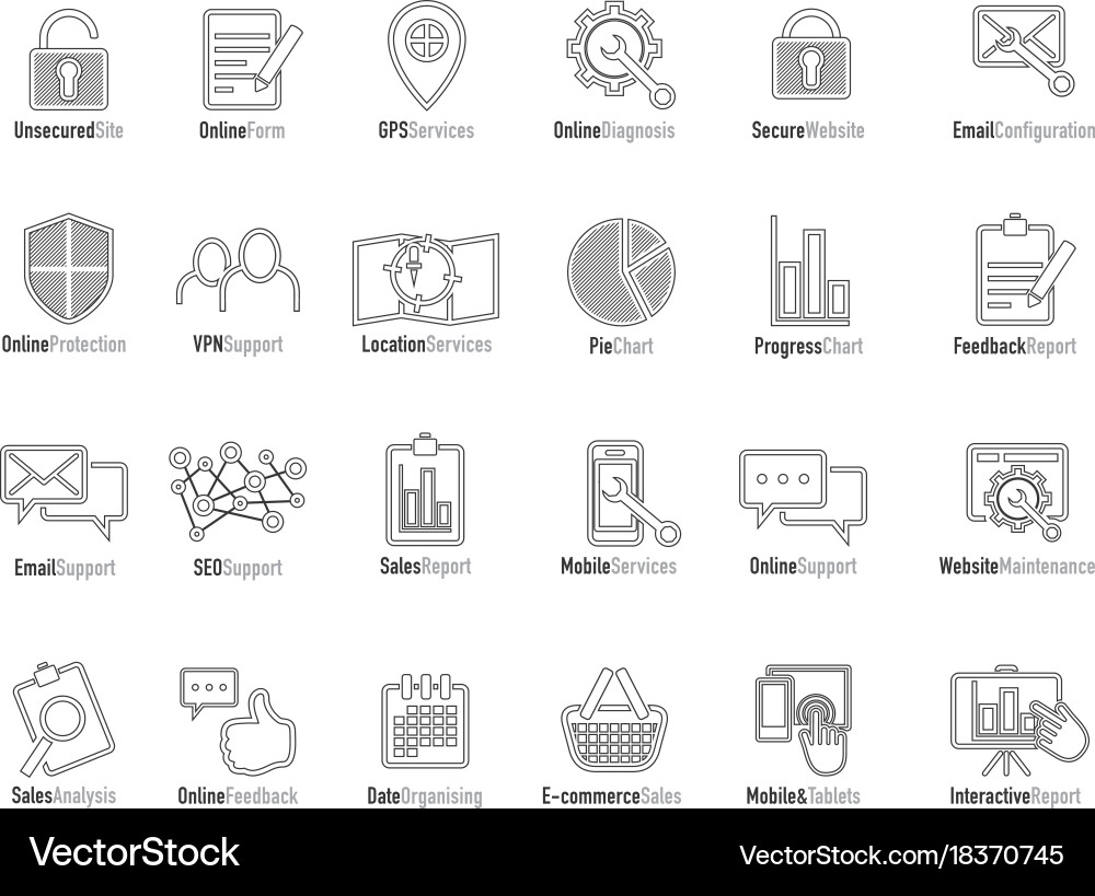 Online web icon and business icon set Royalty Free Vector